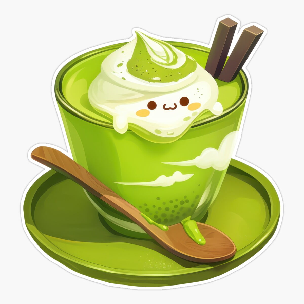 Maneki Matcha Dessert Cup, Sweet Whipped Cream Delight Er, Phone Decal ...