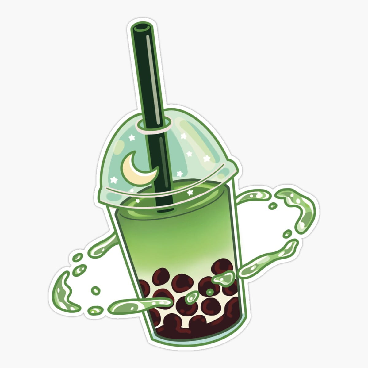 Maneki Matcha Green Tea Boba Milk Tea Space Er, Phone Decal Water ...