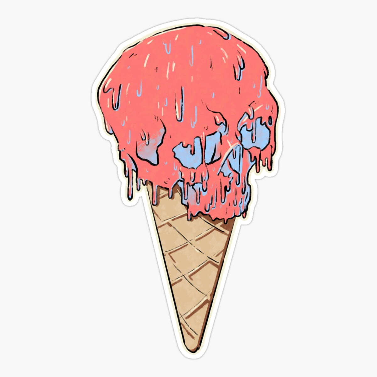Maneki Melting Ice Cream Cone Skull No Background Er, Phone Decal Water ...
