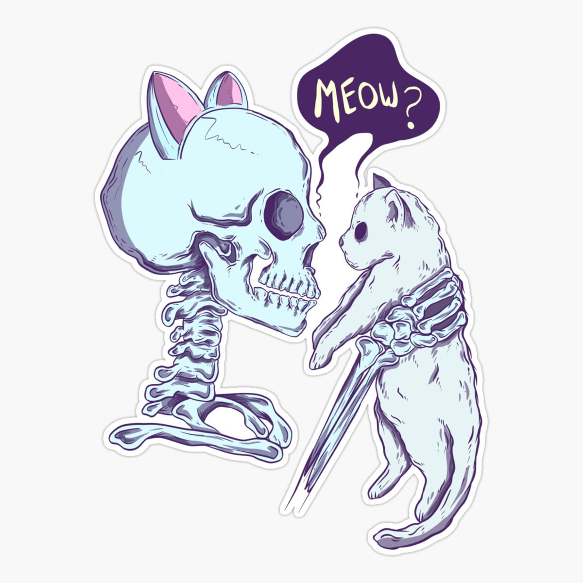 Maneki Meow? Cat And Skeleton Er, Phone Decal Water Bottle Stickers Car ...