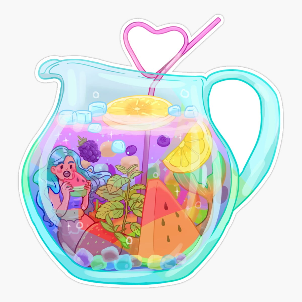 Maneki Mermaid Fruit Punch! Er, Phone Decal Water Bottle Stickers Car ...