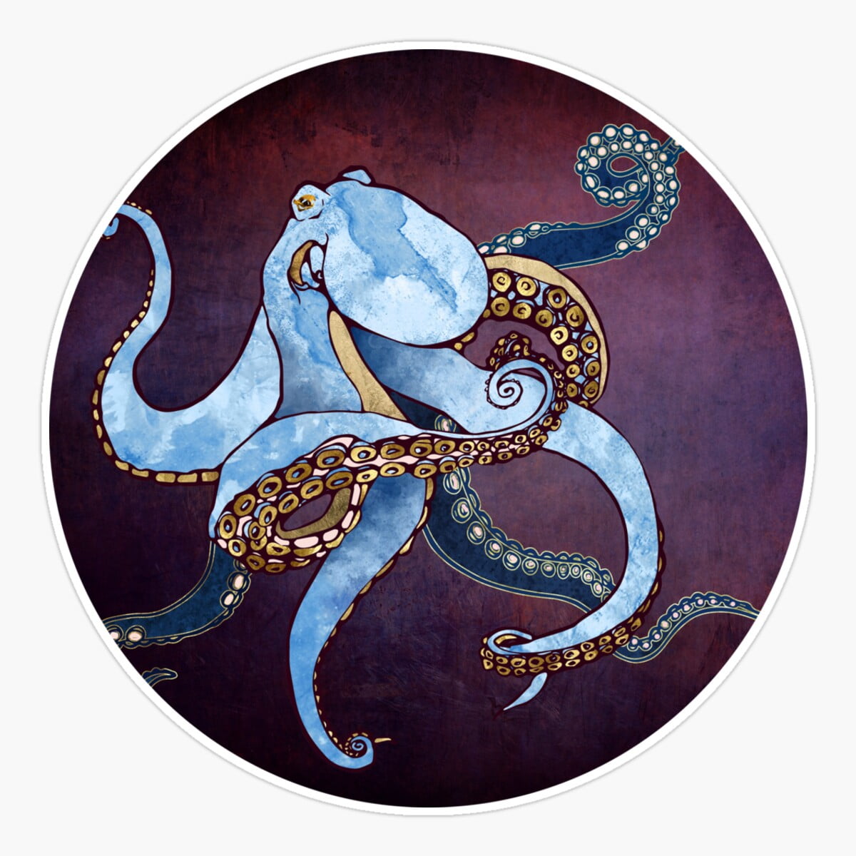 Maneki Metallic Octopus Iii Sticker, Phone Decal Water Bottle Stickers ...