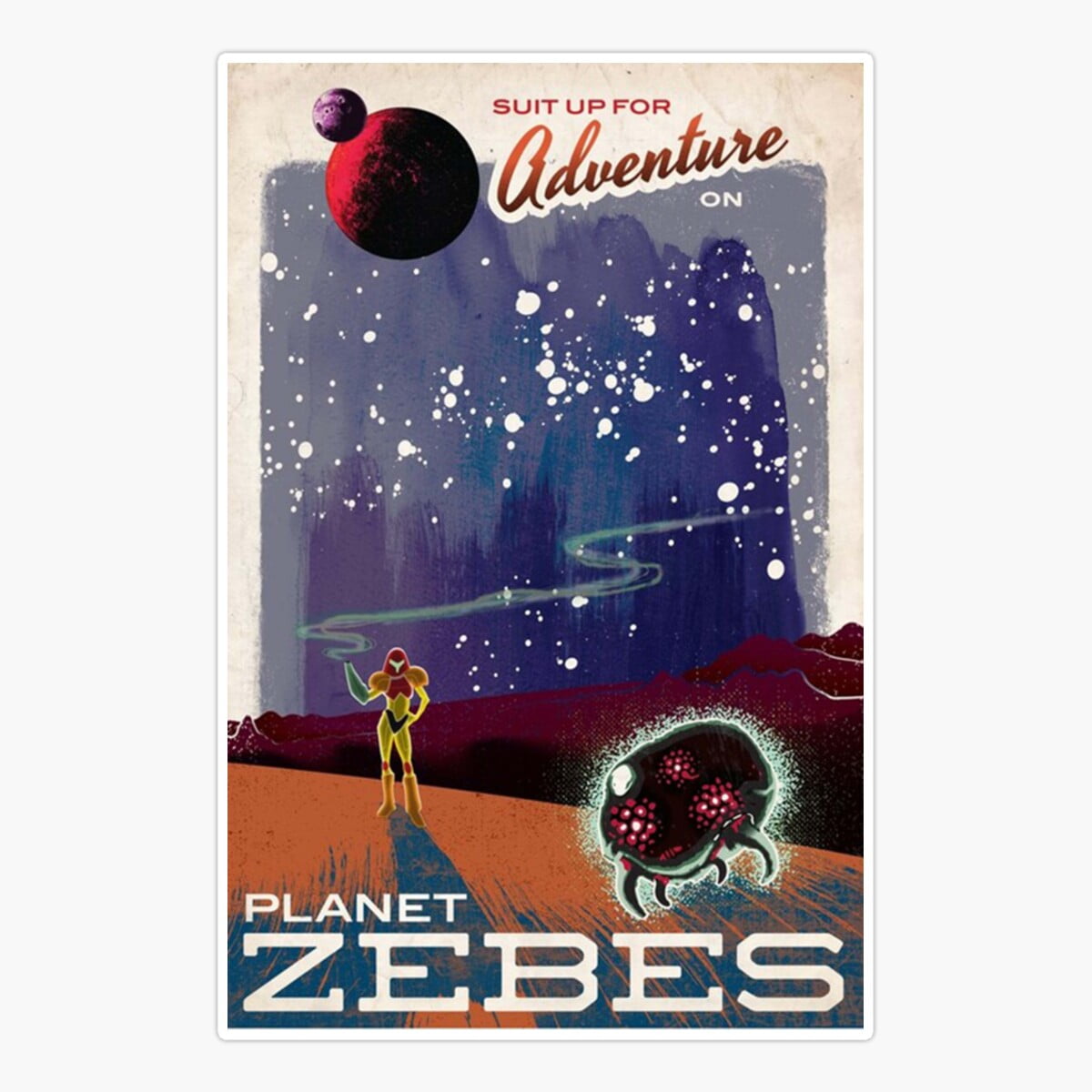 Maneki Metroid Travels To Planet Zebes Poster Er, Phone Decal Water ...
