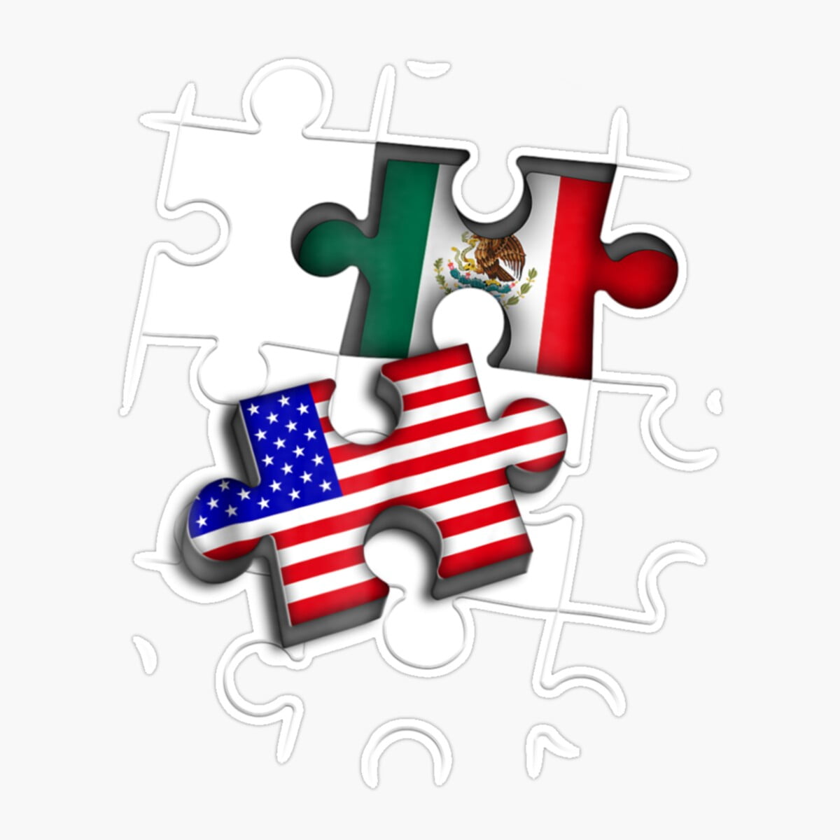 Maneki Mexican American Mexico Lag Puzzle Sticker, Phone Decal Water ...