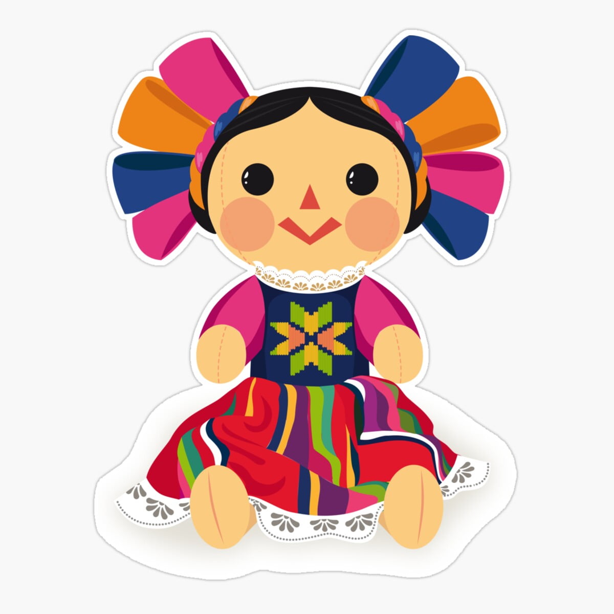 Maneki Mexican Doll, Maria. Mexican Otomi Doll. Traditional Mexican Rag ...