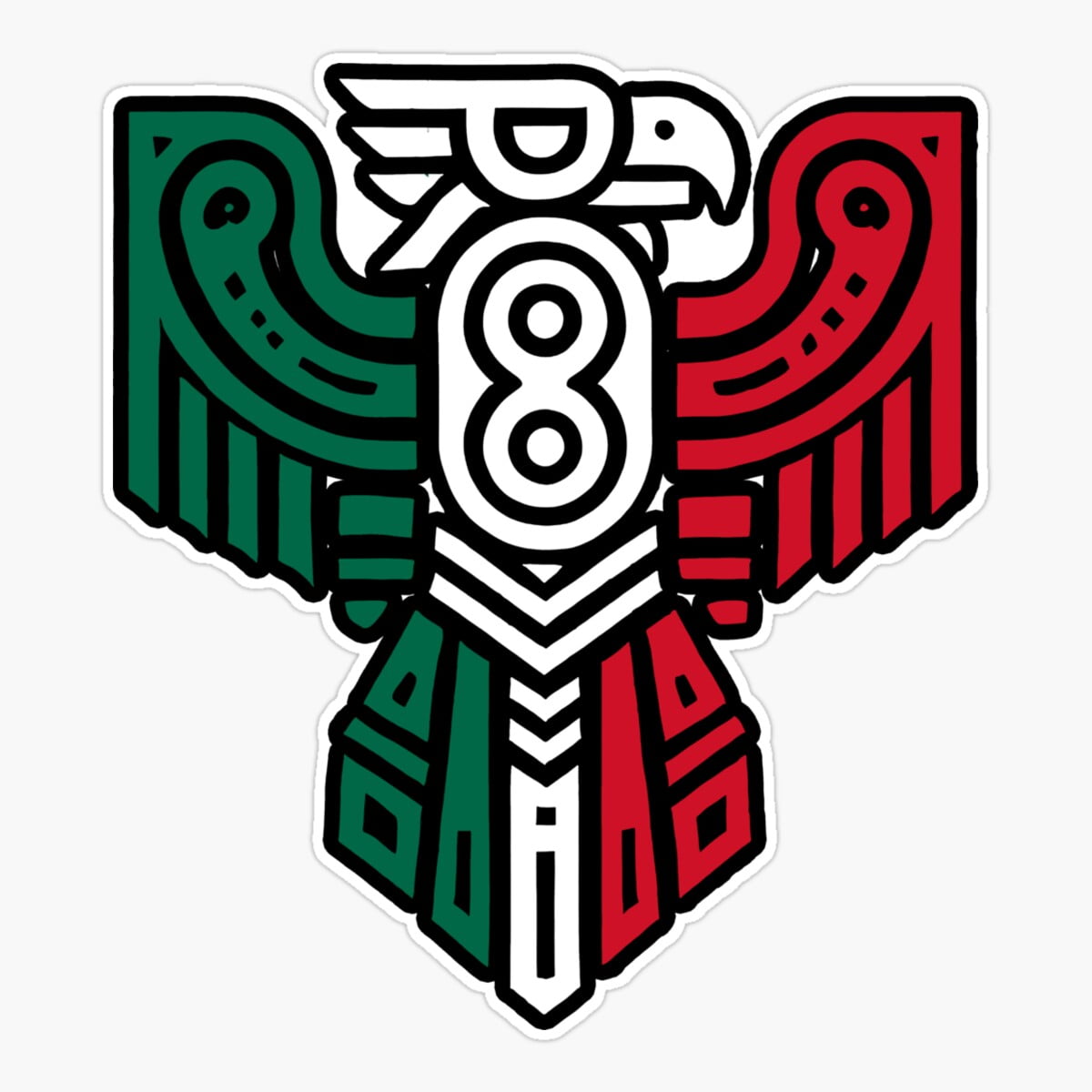 Maneki Mexican Eagle Aztec Tribal Mayan Maya Sticker, Phone Decal Water ...