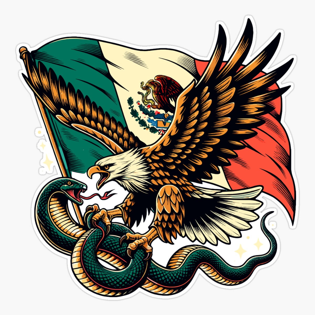 Maneki Mexican Eagle Rattlesnake Mexico Sticker, Phone Decal Water ...