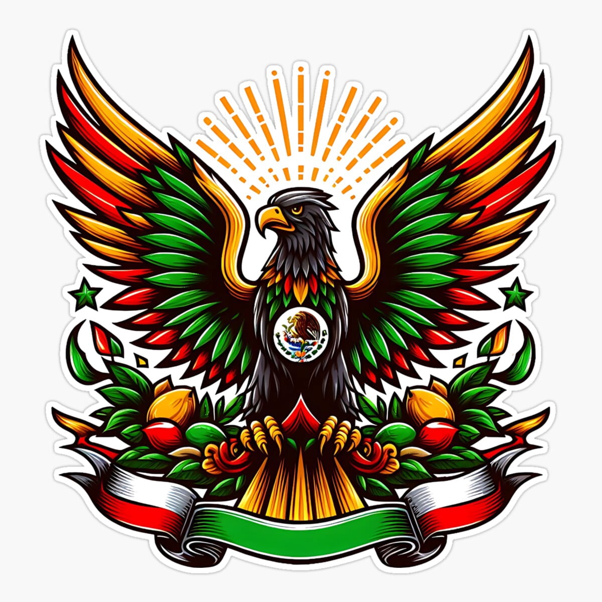 Maneki Mexican Eagle Sticker, Phone Decal Water Bottle Stickers Car ...