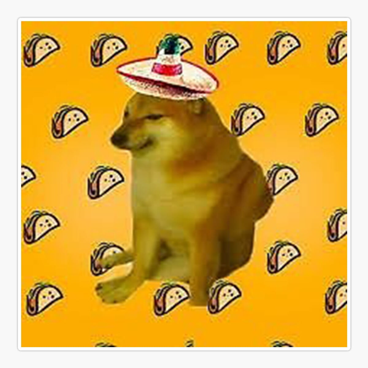 Maneki Mexican Taco Cheems Sticker, Phone Decal Water Bottle Stickers ...