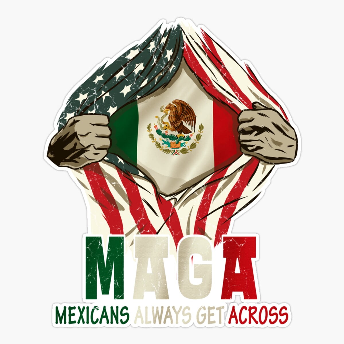 Maneki Mexicans Always Get Across Mexican Roots Proud Lag Sticker ...