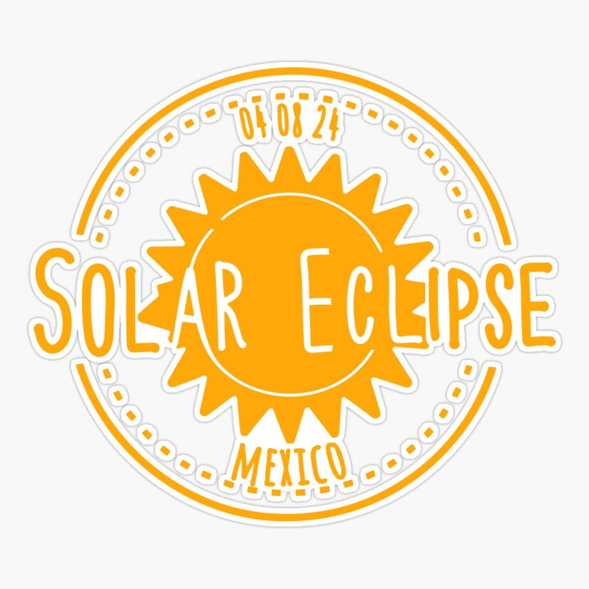 Maneki Mexico 040824 Total Solar Eclipse 2024 - Orange Yellow Sticker ...
