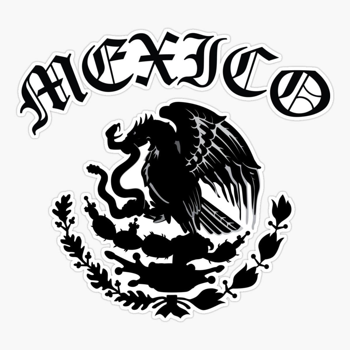 Maneki Mexico All Black Coat O Arms - Escudo De Mexico Sticker, Phone ...