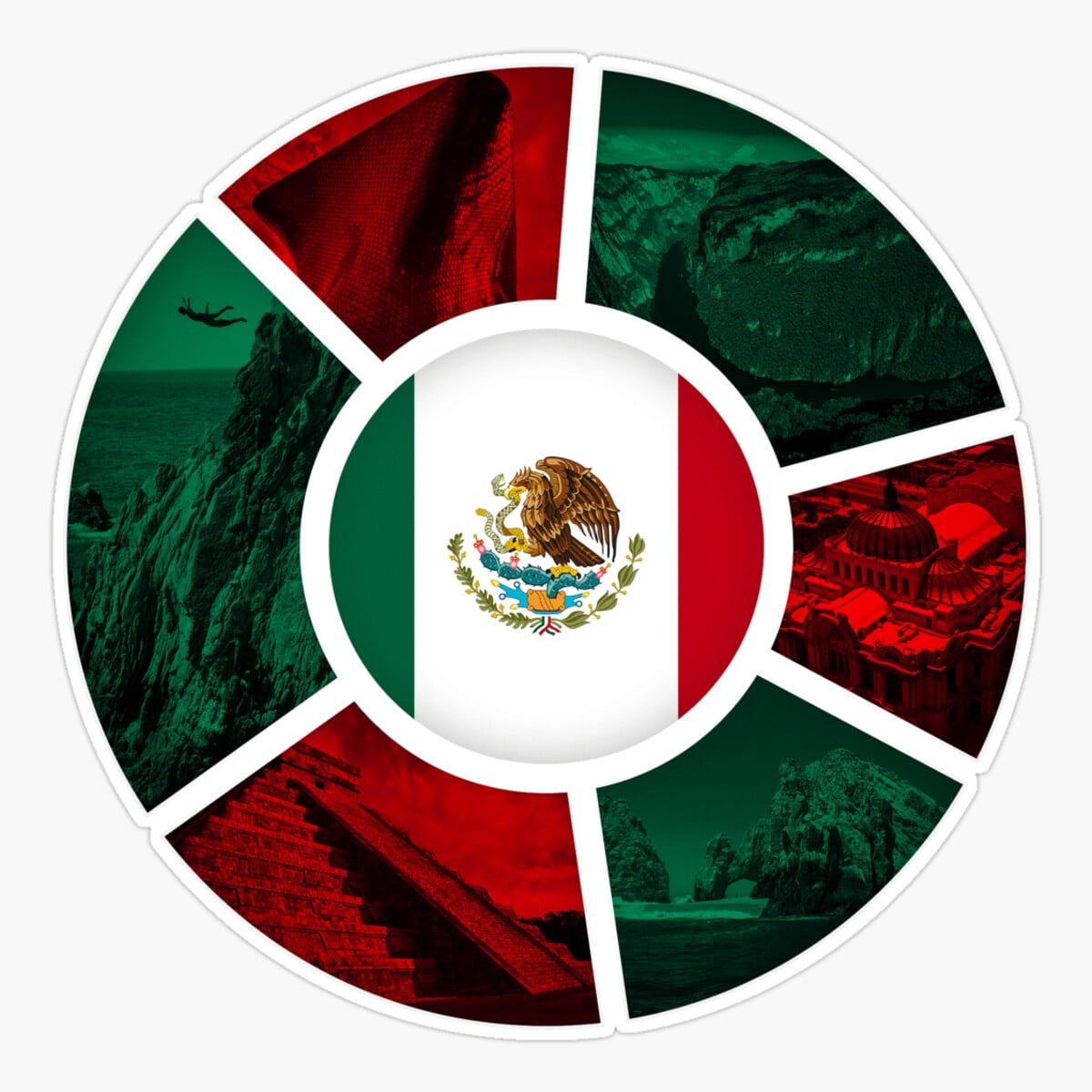 Maneki Mexico Circle Photo Rame Sticker, Phone Decal Water Bottle ...