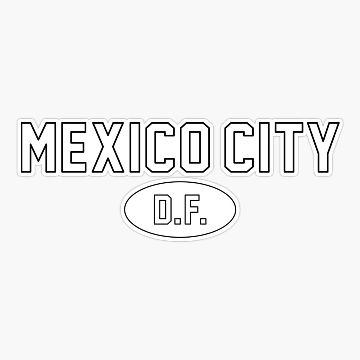 Maneki Mexico City D. . / Black Outline Sticker, Phone Decal Water ...