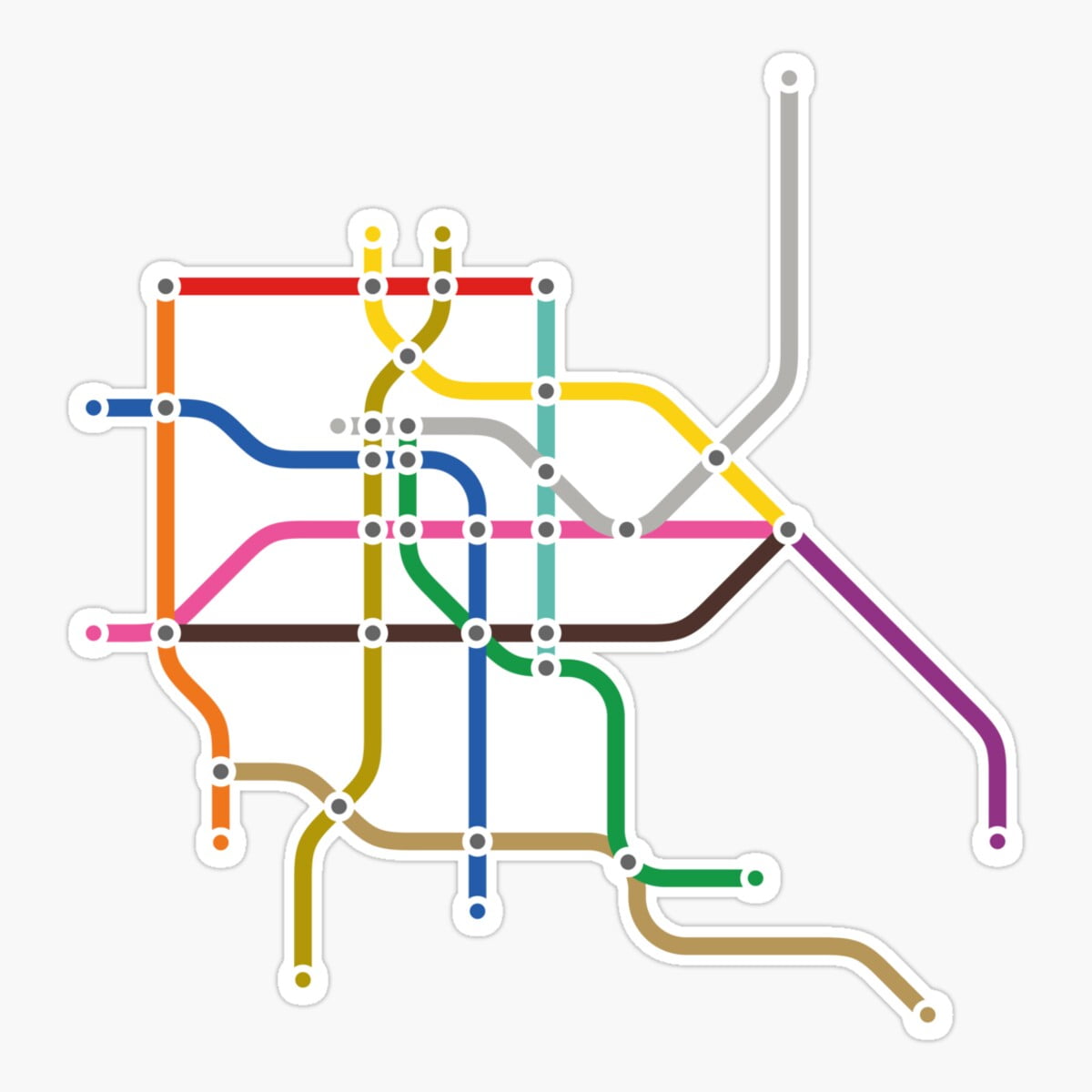 Maneki Mexico City Metro Map Sticker, Phone Decal Water Bottle Stickers ...