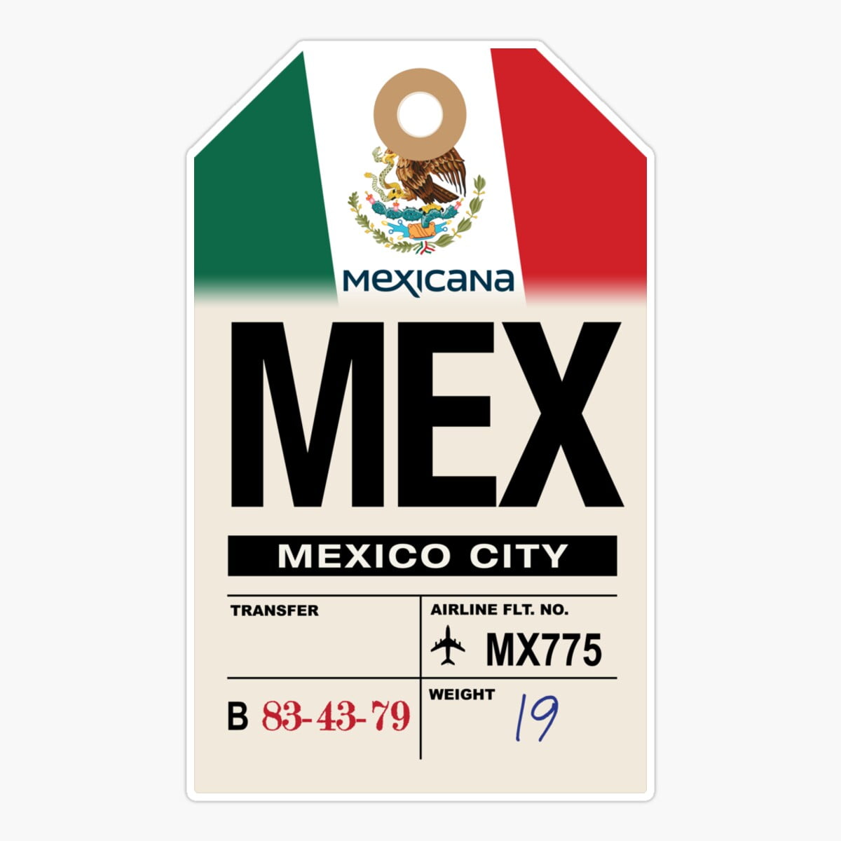 Maneki Mexico City (Mex) Airline Luggage Tag Sticker, Phone Decal Water ...
