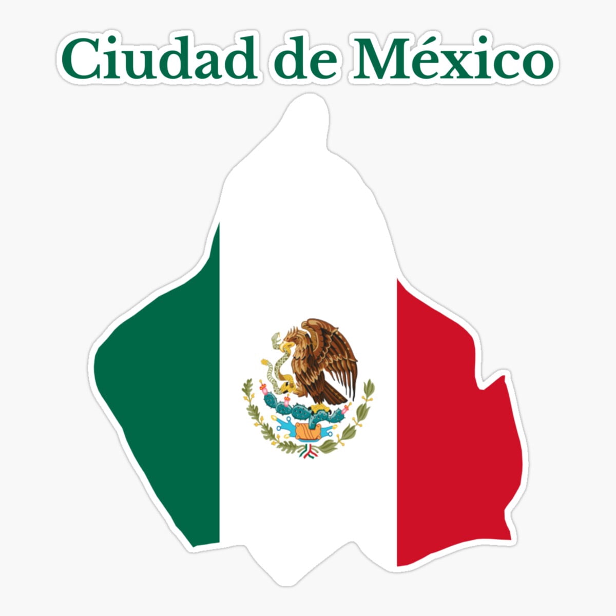 Maneki Mexico City State Map, Mexico Sticker, Phone Decal Water Bottle ...