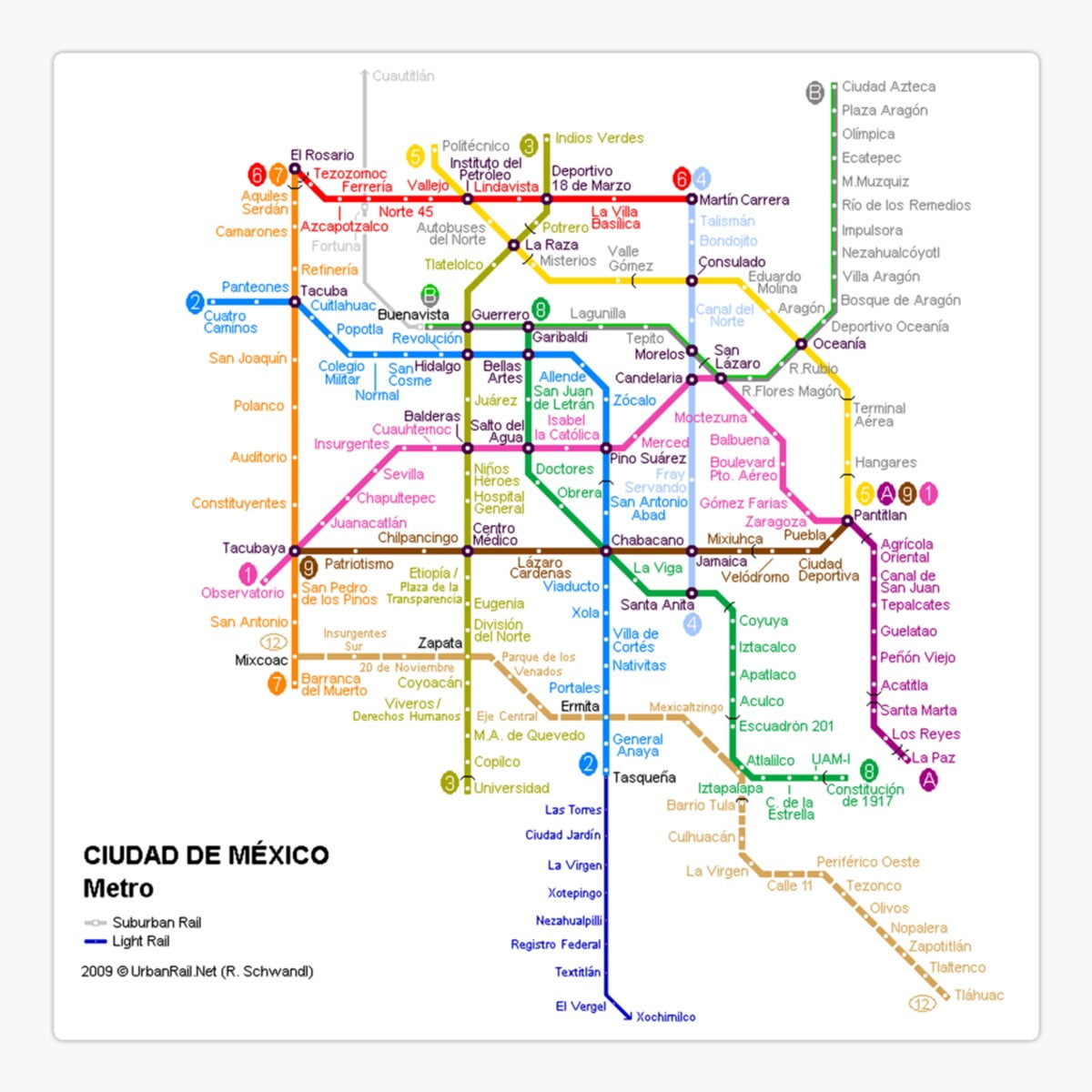 Maneki Mexico City Train Metro Map Sticker, Phone Decal Water Bottle ...