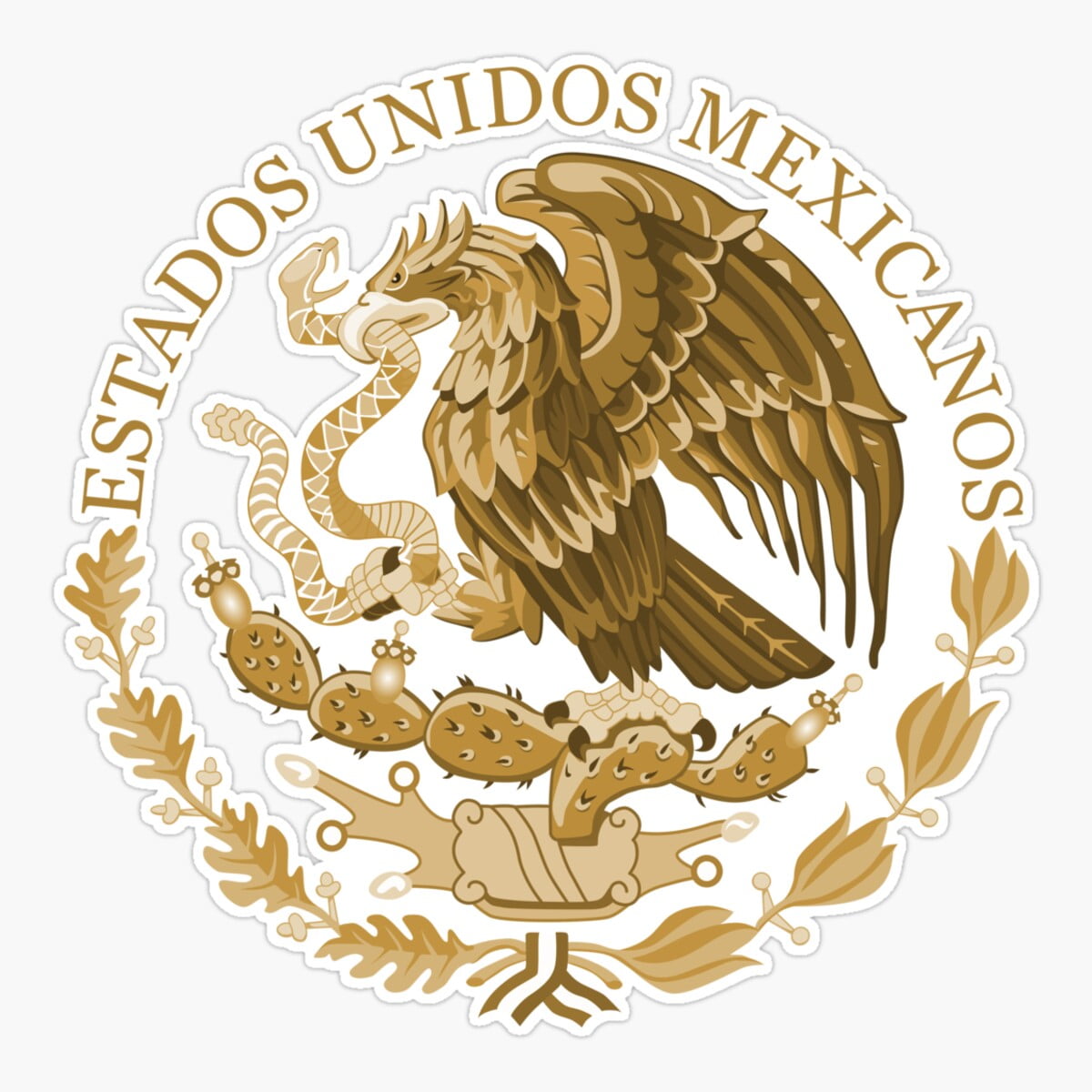 Maneki Mexico Coat O Arms Bronze Sticker, Phone Decal Water Bottle ...