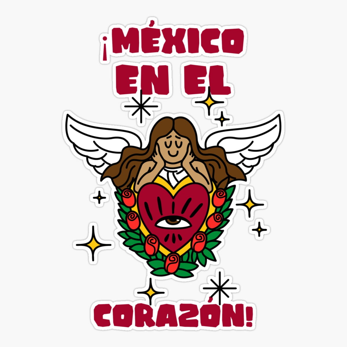 Maneki Mexico En El Corazon Mexican Culture Sticker, Phone Decal Water ...