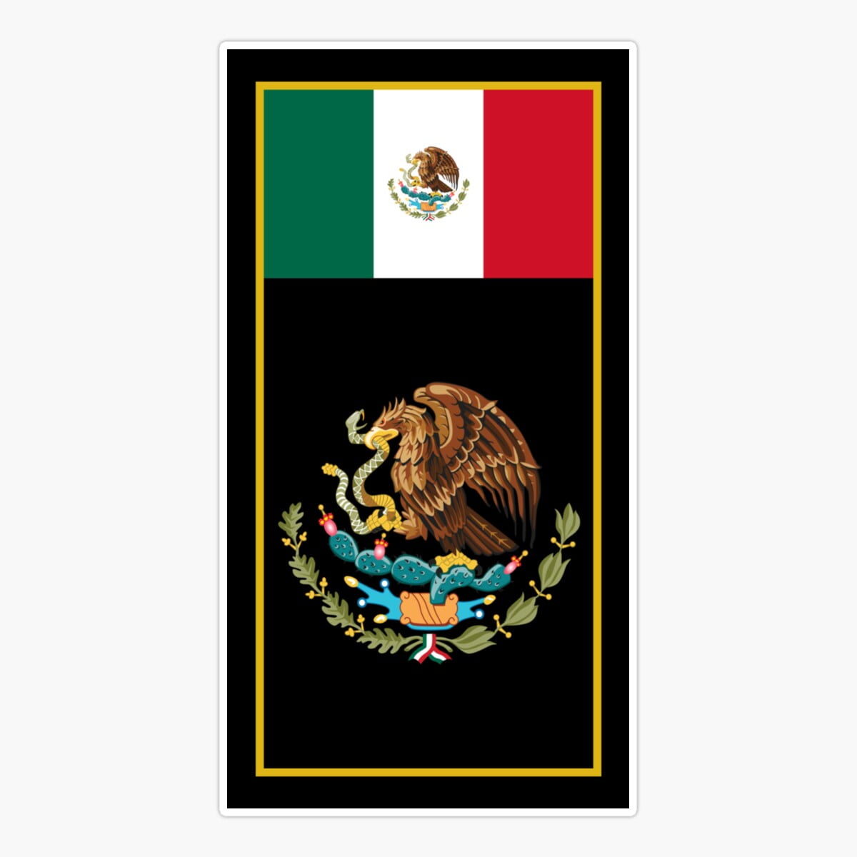 Maneki Mexico Lag & Coat O Arms Sticker, Phone Decal Water Bottle ...