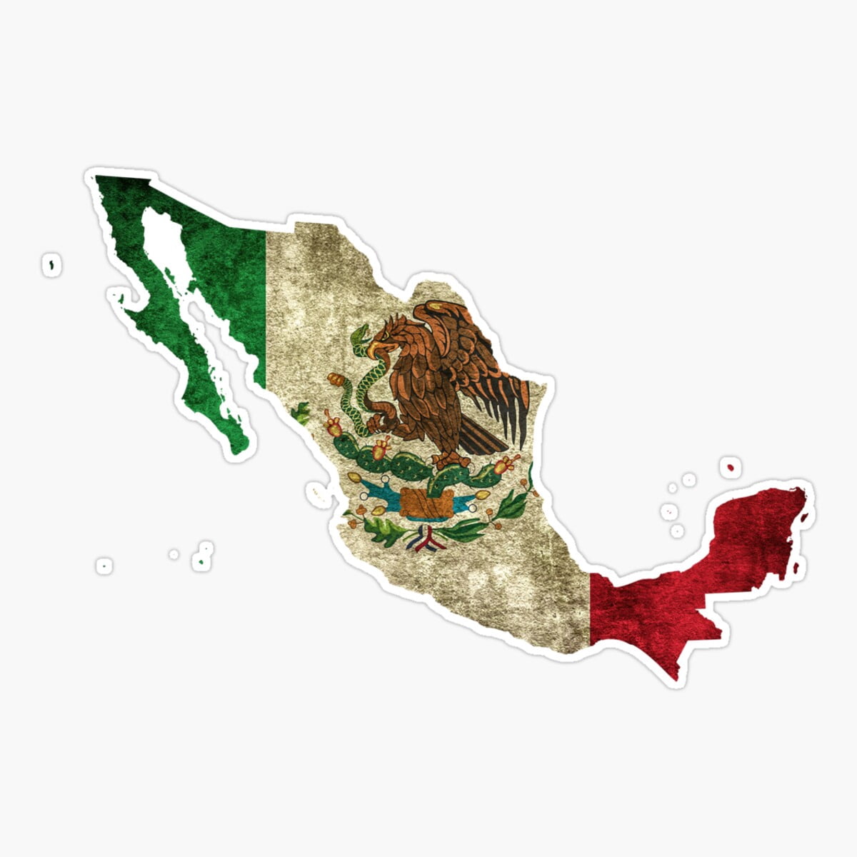 Maneki Mexico Lag / Map Sticker, Phone Decal Water Bottle Stickers Car ...