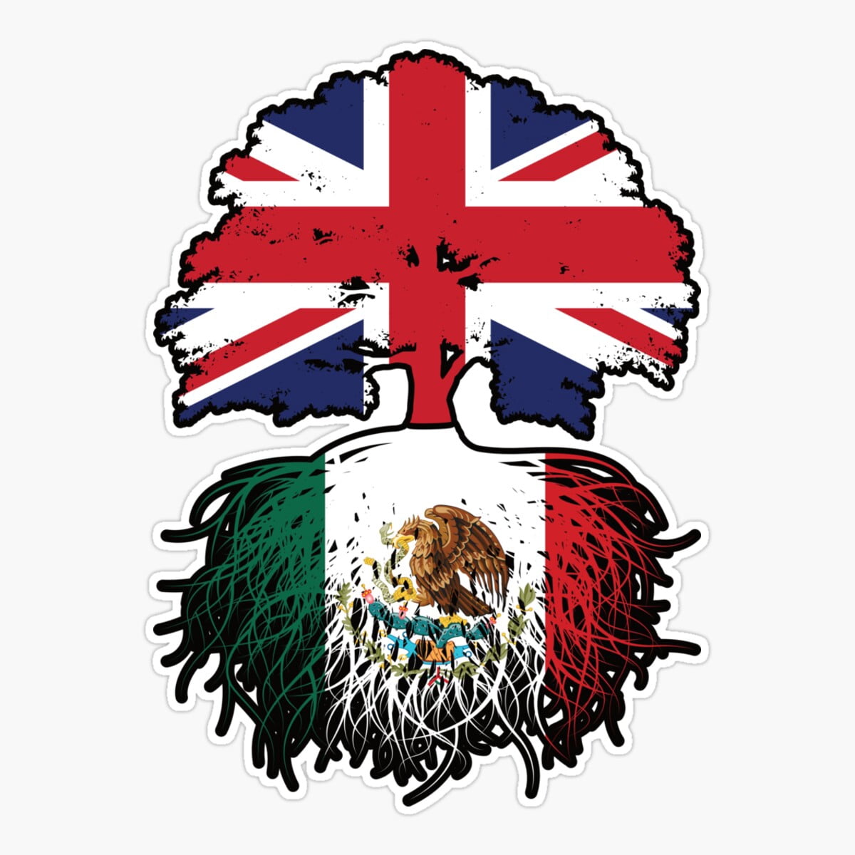 Maneki Mexico Mexican British Uk Tree Roots Lag Sticker, Phone Decal ...