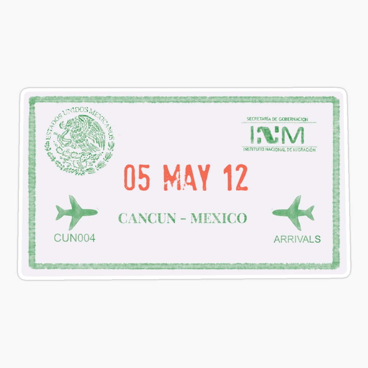 Maneki Mexico Pport Stamp - Cancun Sticker, Phone Decal Water Bottle ...