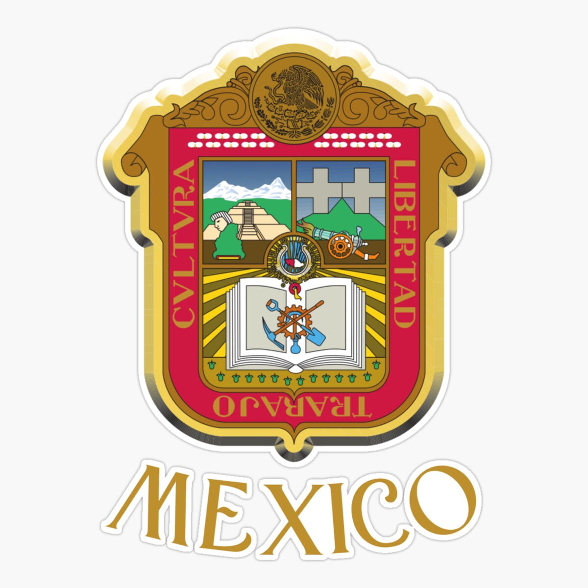 Maneki Mexico State Coat O Arms Sticker, Phone Decal Water Bottle ...