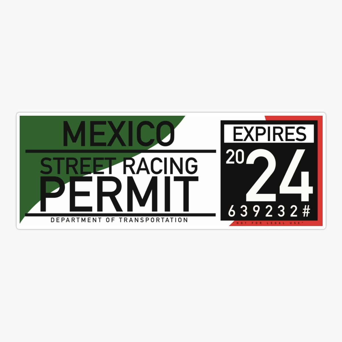Maneki Mexico Street Racing “Permit” Club Sticker, Phone Decal Water ...