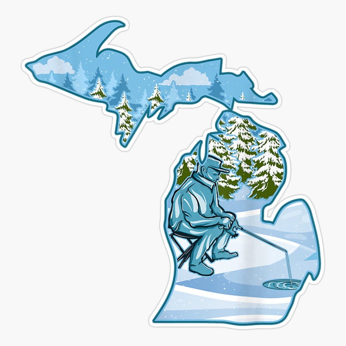 Maneki Michigan Ice Ishing State Map Git Or Is Er, Phone Decal Water ...