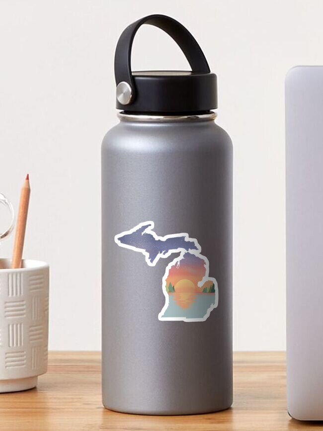 Maneki Michigan Outline Sunset Sticker, Phone Decal Water Bottle ...
