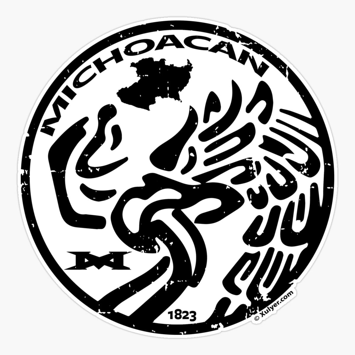 Maneki Michoacan Mexico - Michoacan Mexico Shield Sticker, Phone Decal ...
