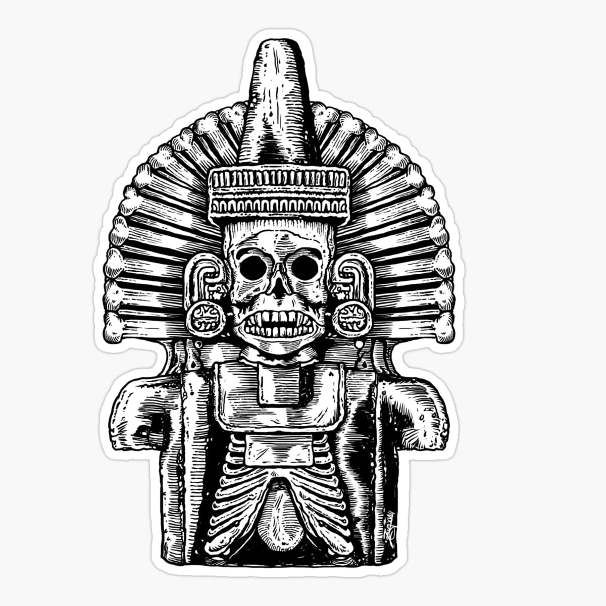Maneki Mictlantecuhtli: Aztec Death God Sticker, Phone Decal Water ...