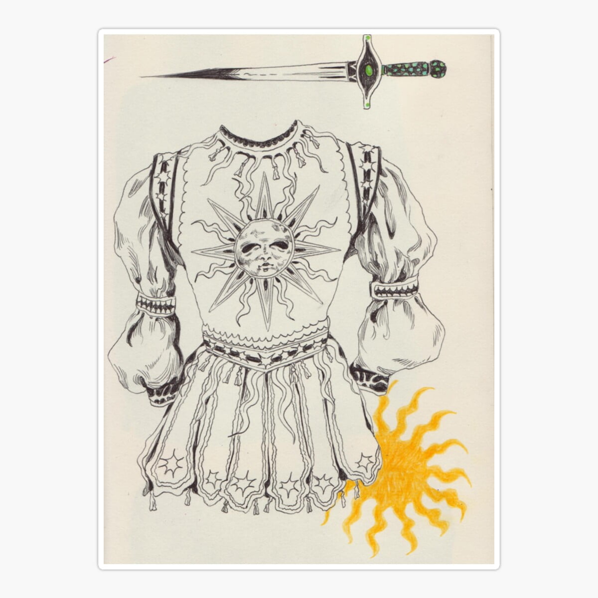 Maneki Mighty Medieval Sun Gown Illustration Er, Phone Decal Water ...