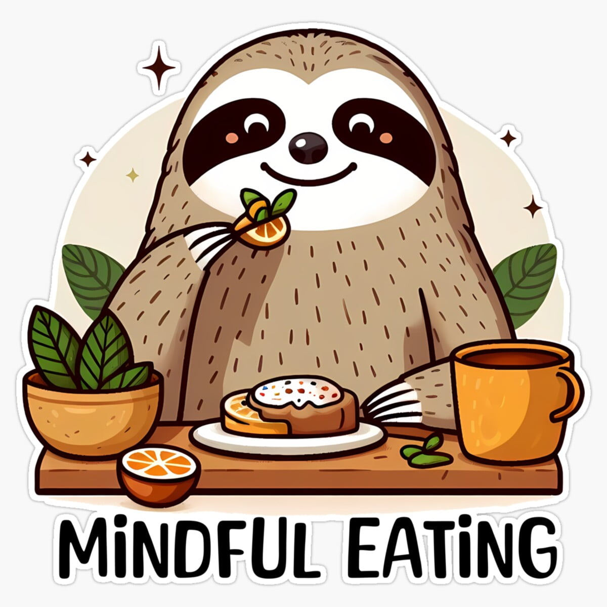Maneki Mindful Eating With Sloth Er, Phone Decal Water Bottle Stickers ...
