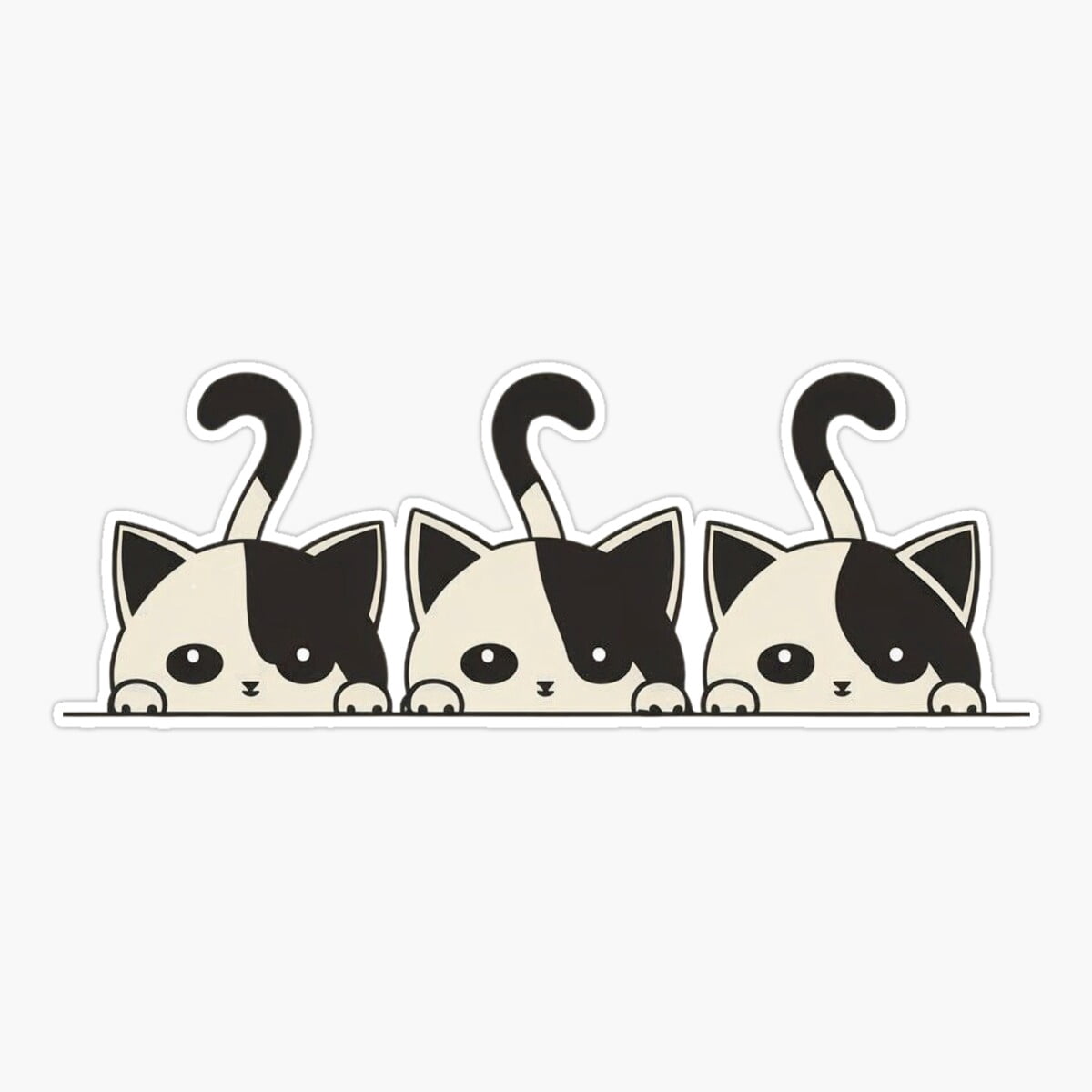Maneki Minimalist Cat Trio Sticker, Phone Decal Water Bottle Stickers ...