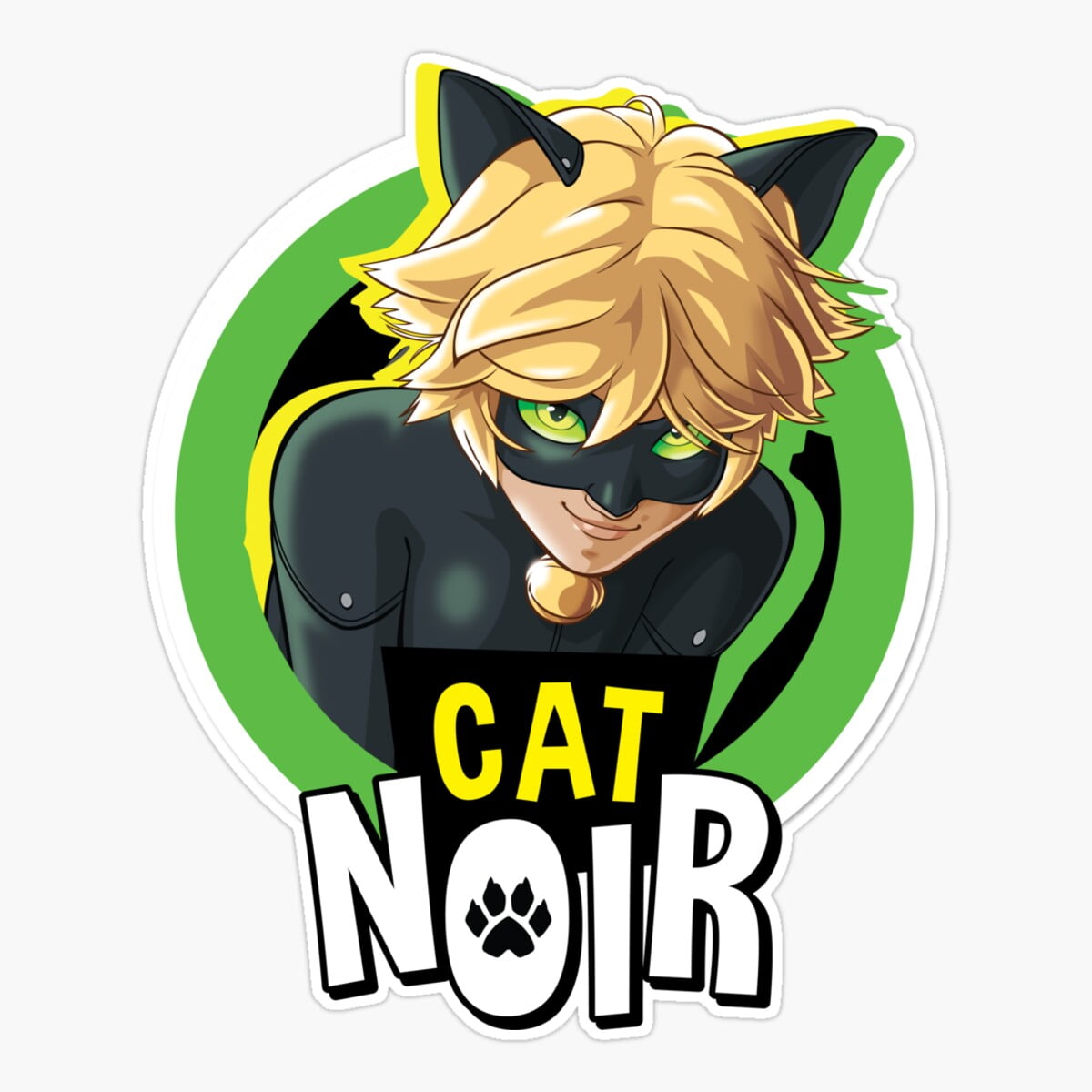 Maneki Miraculous Ladybug - Cat Noir Badge Sticker, Phone Decal Water ...