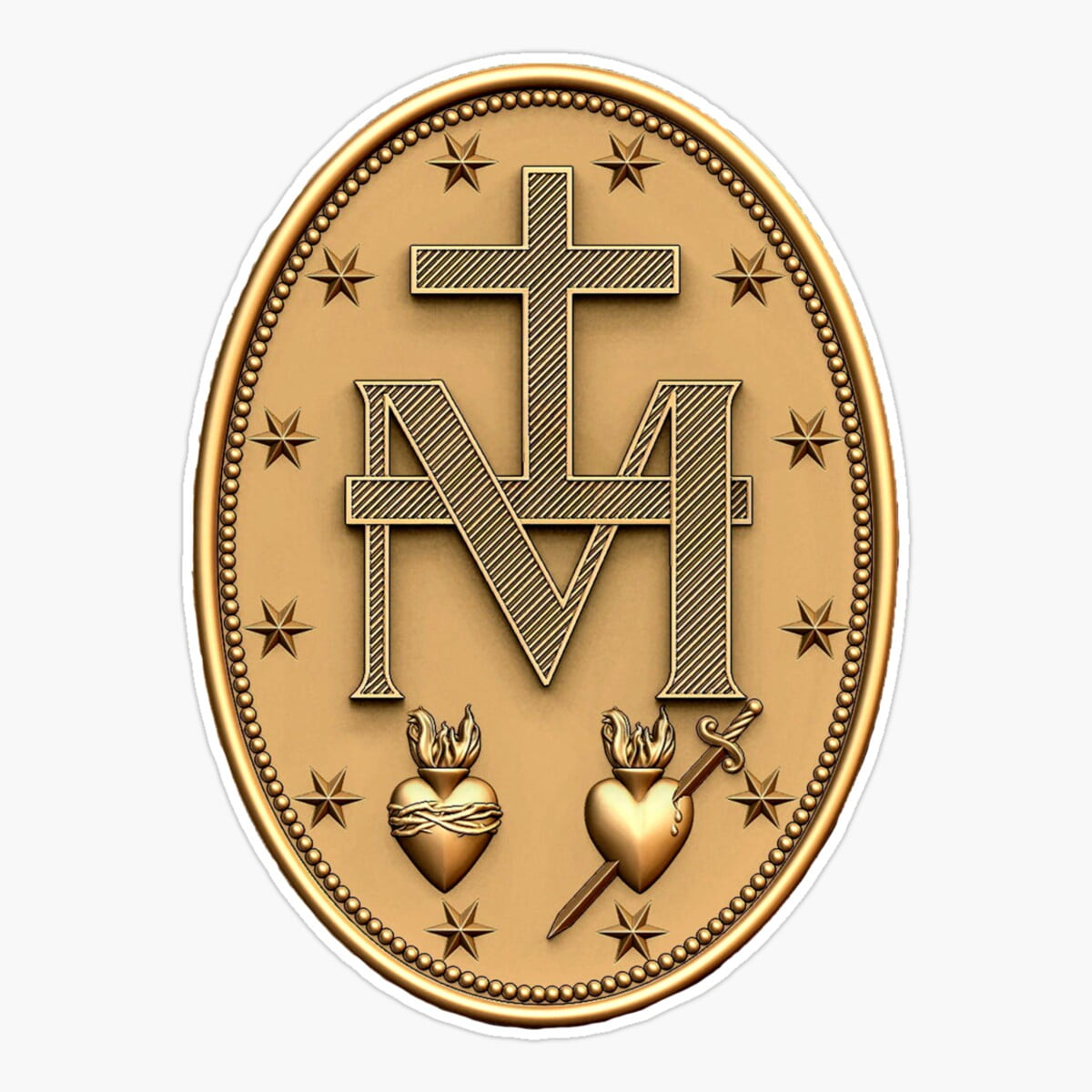 Maneki Miraculous Medal T-Shirt Catholic Virgin Mary Sacred Heart Er, Phone Decal Water Bottle ...