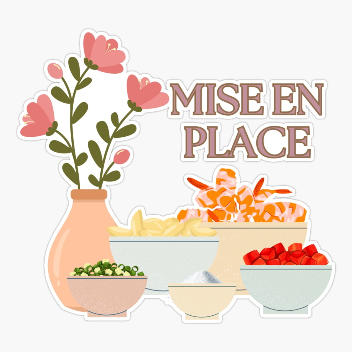 Maneki Mise En Place Cooking Design Sticker, Phone Decal Water Bottle ...