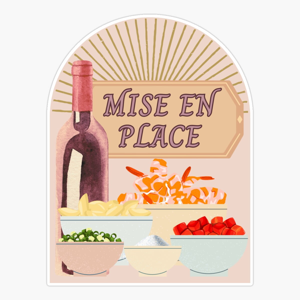 Maneki Mise En Place Cooking Wine Bottle Design Sticker, Phone Decal ...