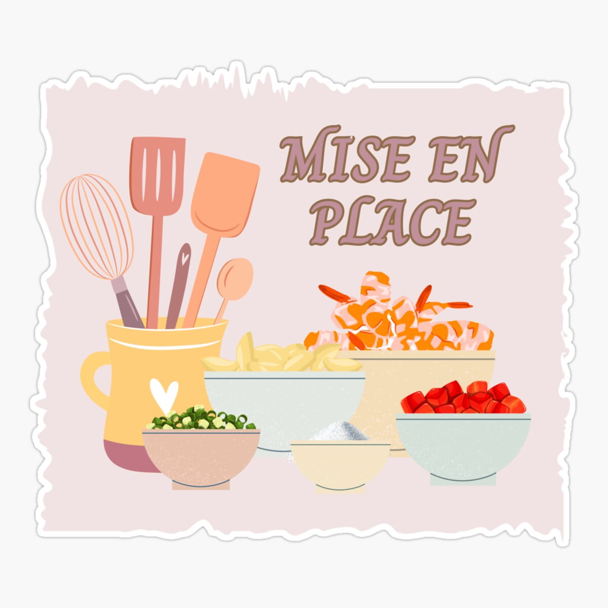 Maneki Mise En Place Kitchen Utensils Cooking Design Sticker, Phone ...