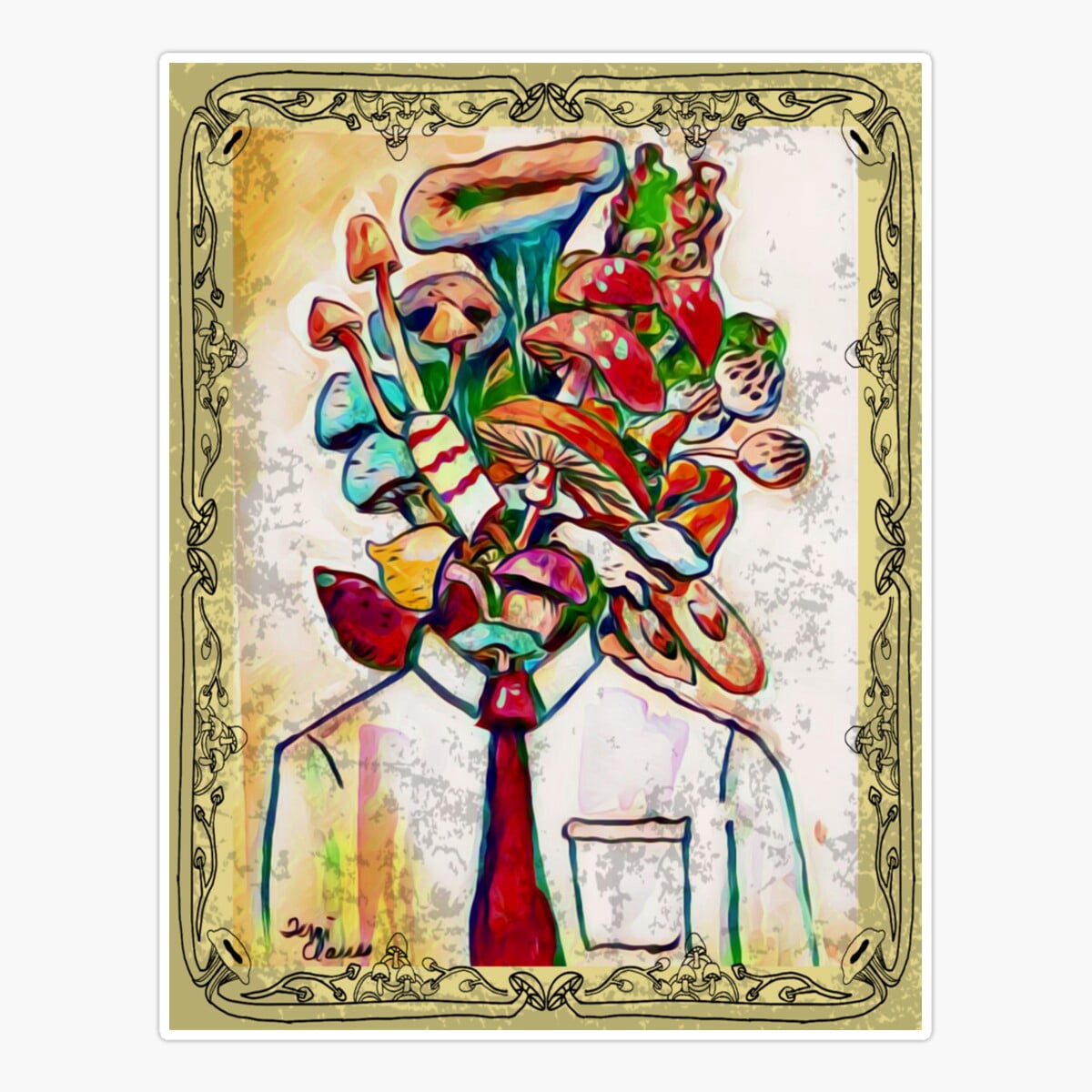 Maneki Mister Mushroom The Fun Guy Sticker, Phone Decal Water Bottle ...