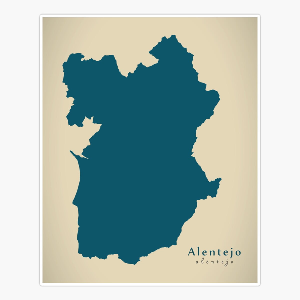 Maneki Modern Map - Alentejo Region Map Portugal Pt Sticker, Phone ...