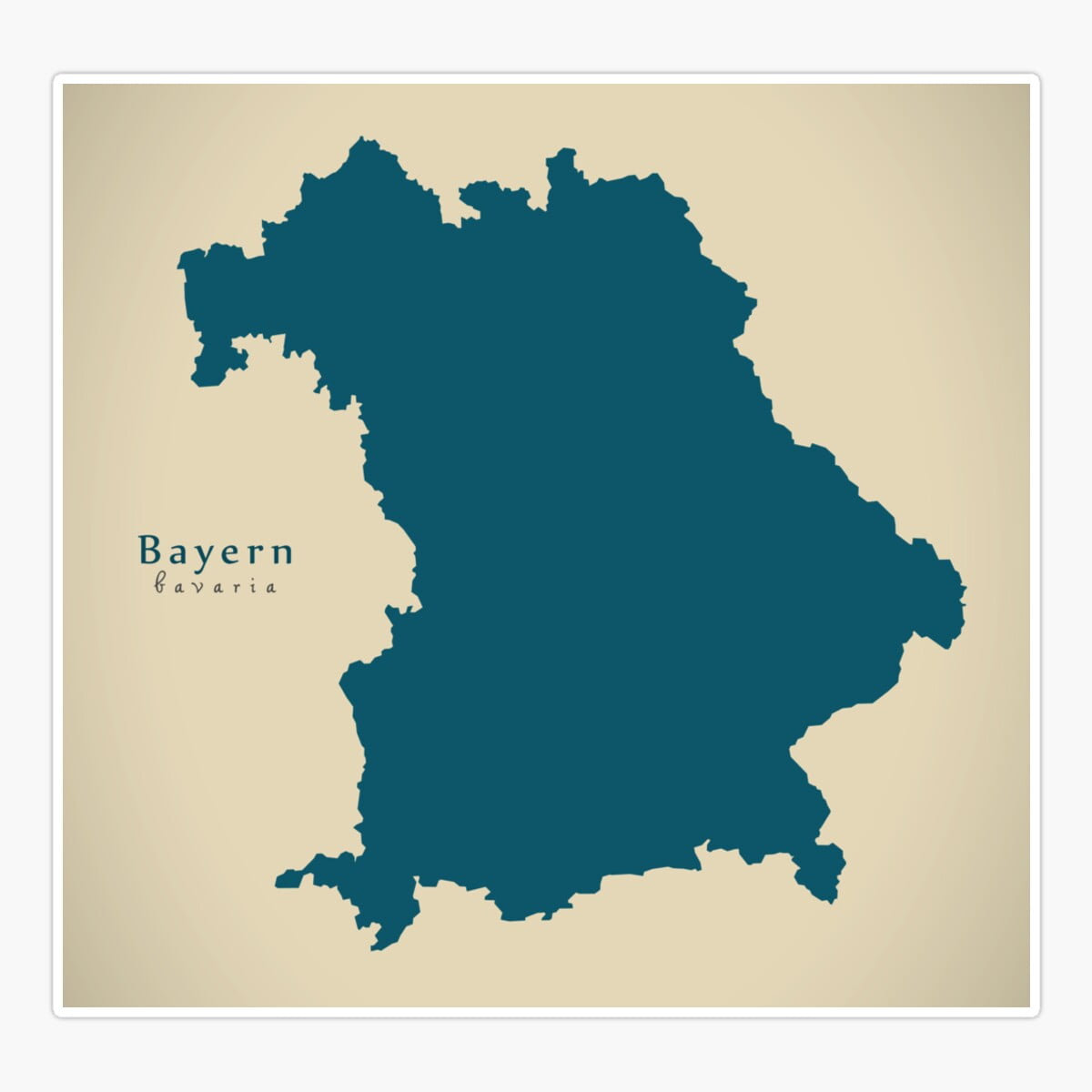 Maneki Modern Map - Bavaria Ederal State Map Germany De Sticker, Phone ...