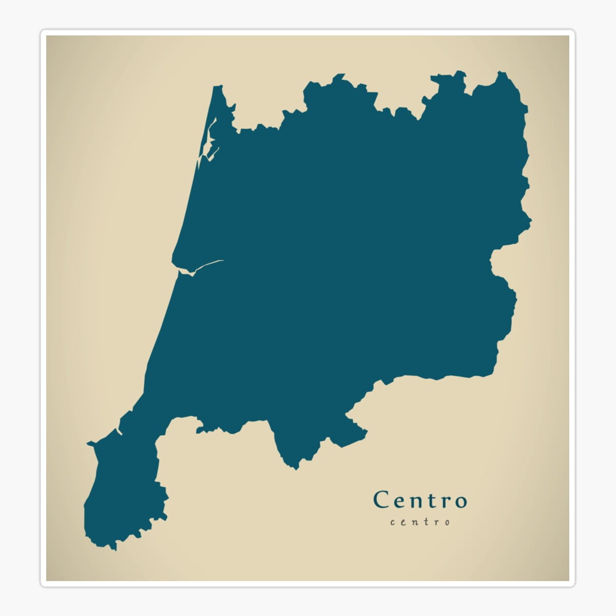 Maneki Modern Map - Centro Region Map Portugal Pt Sticker, Phone Decal ...