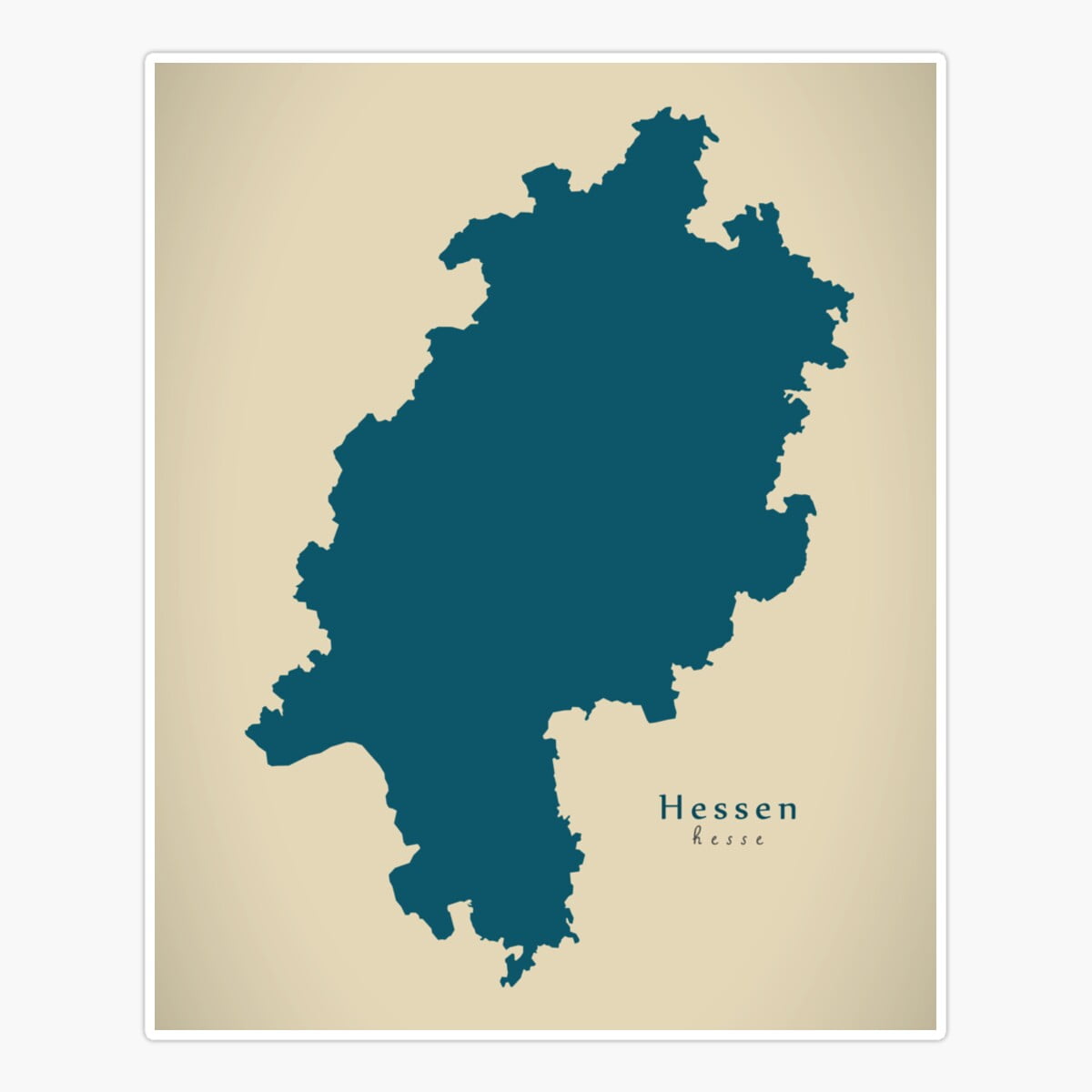 Maneki Modern Map - Hesse Ederal State Map Germany De Sticker, Phone ...