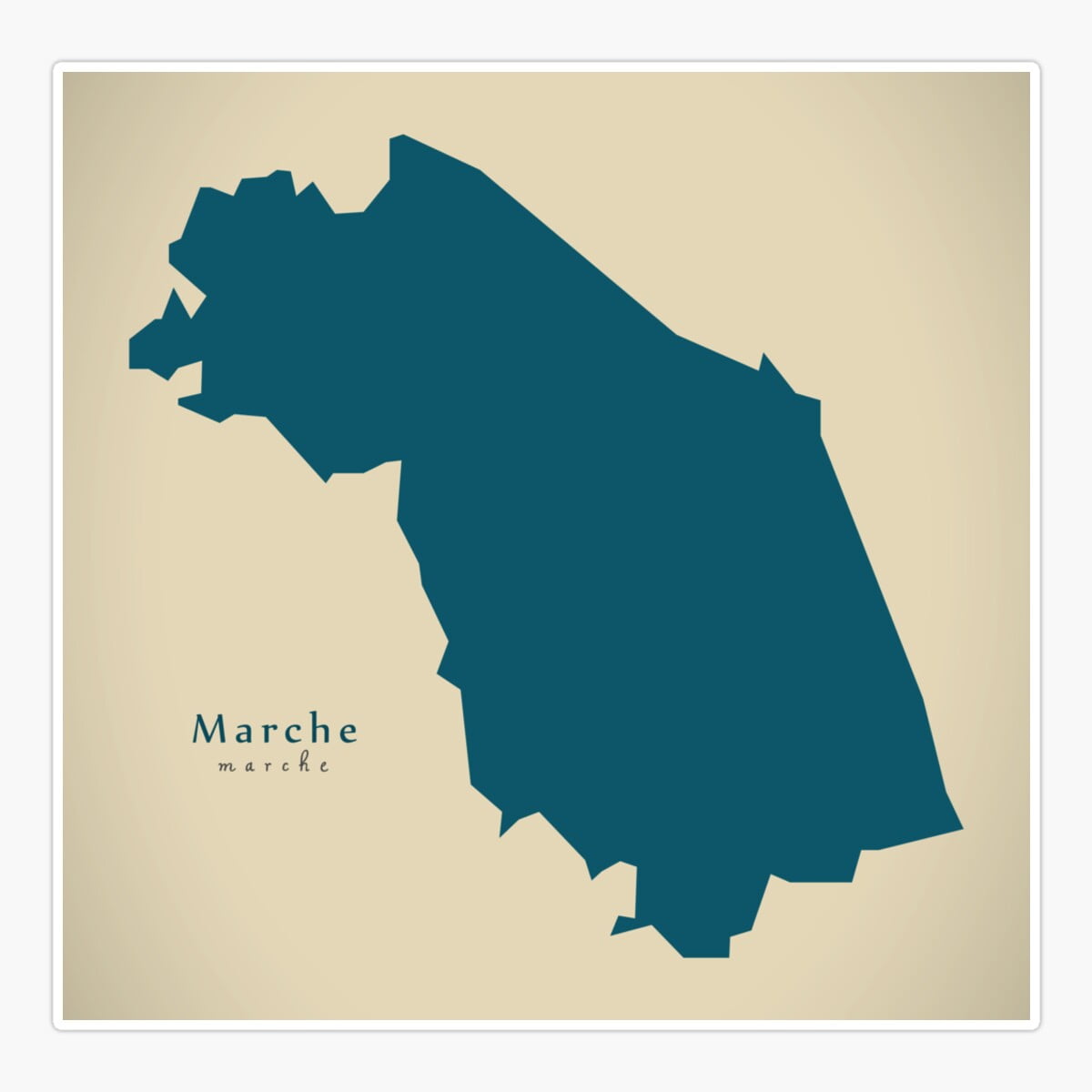 Maneki Modern Map - Marche Region Italy Sticker, Phone Decal Water ...