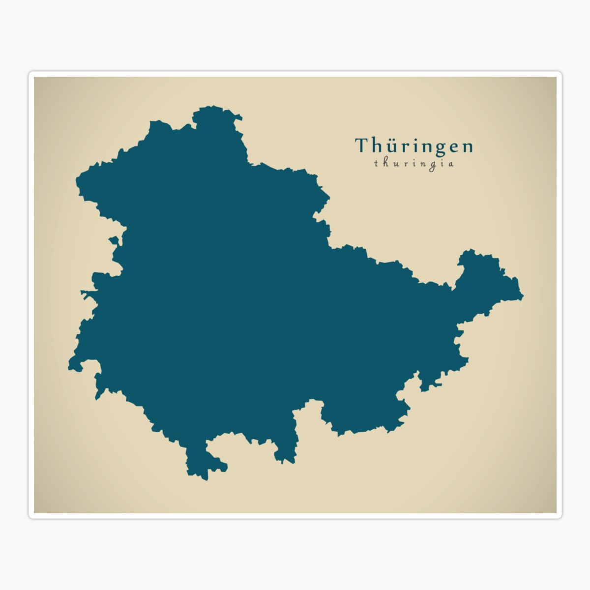 Maneki Modern Map - Thuringia Ederal State Map Germany De Sticker ...
