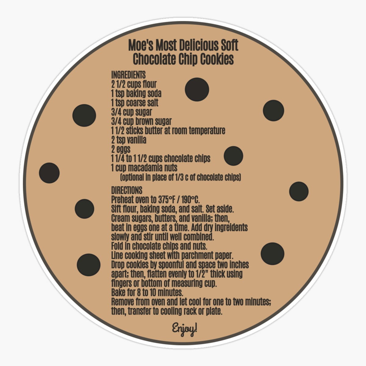 Maneki Moes Most Delicious Sot Chocolate Cookie Recipe Sticker, Phone ...